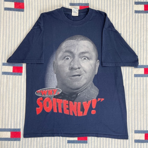 Gildan | Shirts | Vintage The Three Stooges Curly Why Soitenly Short ...